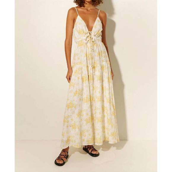 Kivari | Dresses | New Kivari Marielle Maxi Dress In Yellow Ditsy ...